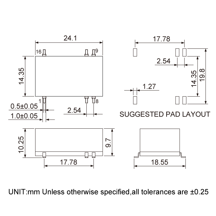 2:1 Wide Input Voltage 1W 1.5KV Isolation SMD DC-DC Converter - Buy dc dc converter, 2:1 wide ...
