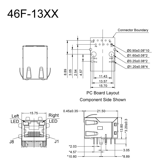 46F Series Single Port 10/100/1000 Base-T TAB Up RJ45 Jack With ...