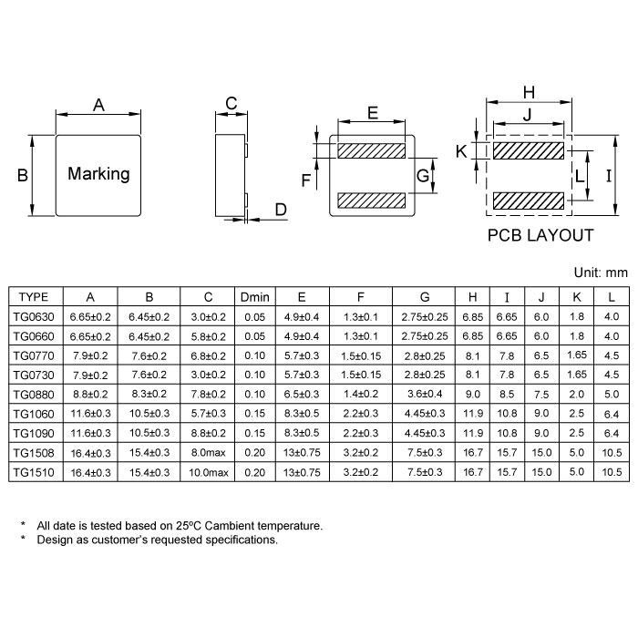 TF/TG Series SMD Molding Power Choke - Buy inductor, SMD molding power ...